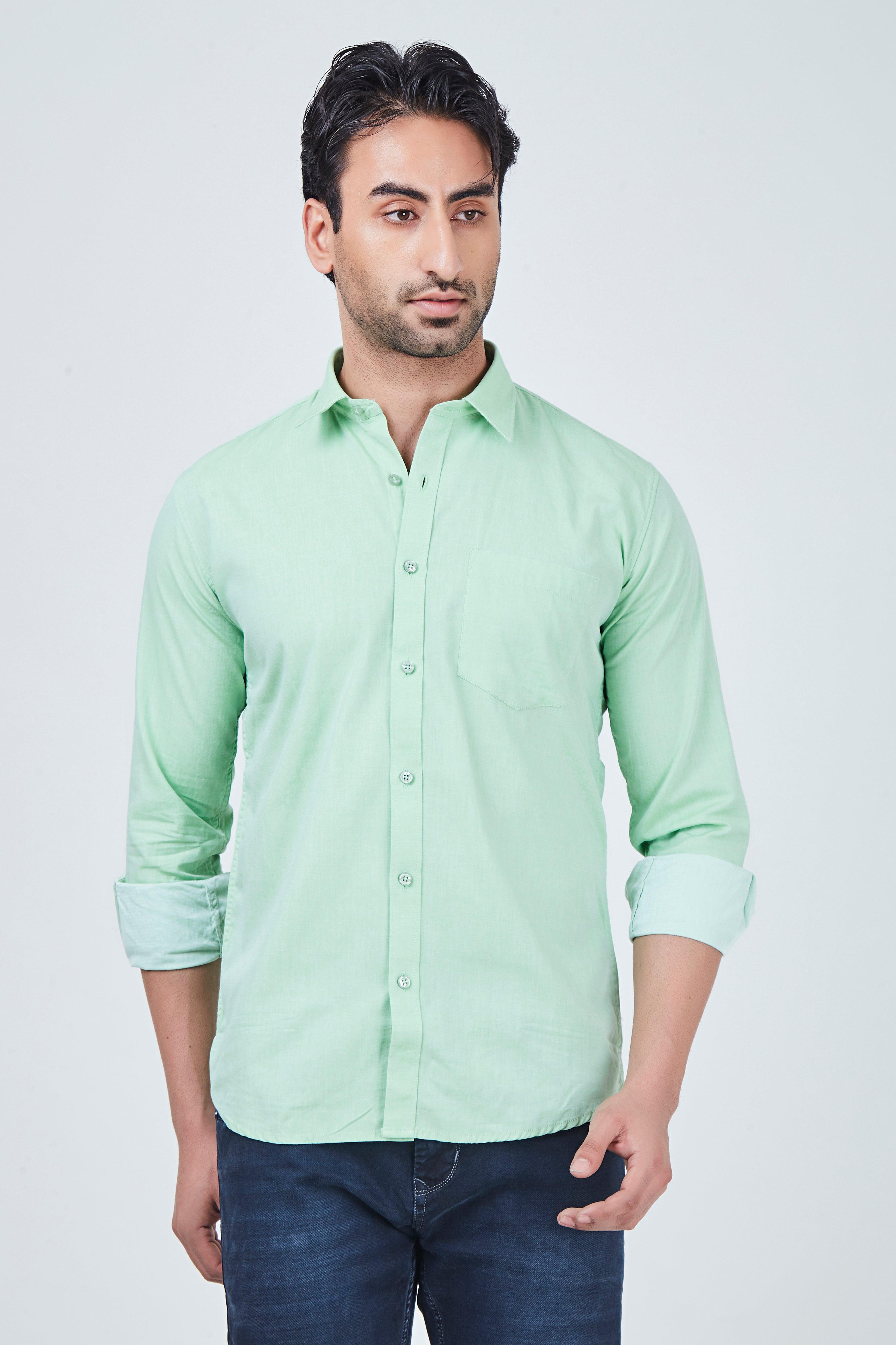 Light Cyan Plain Shirt for Men - Stylish and Versatile Fashion ...
